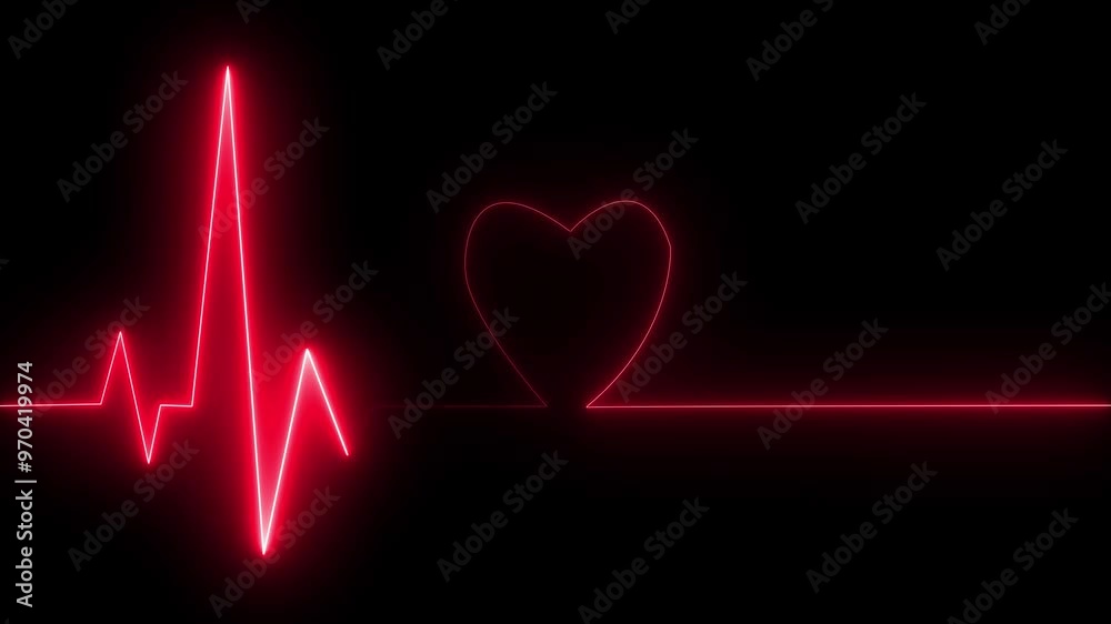 Green Bright heart rhythm background 4K heartbeat monitor EKG line ...