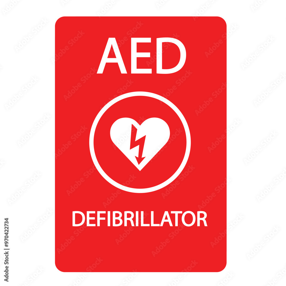 AED,automated external defibrillator / aed sign with heart and ...