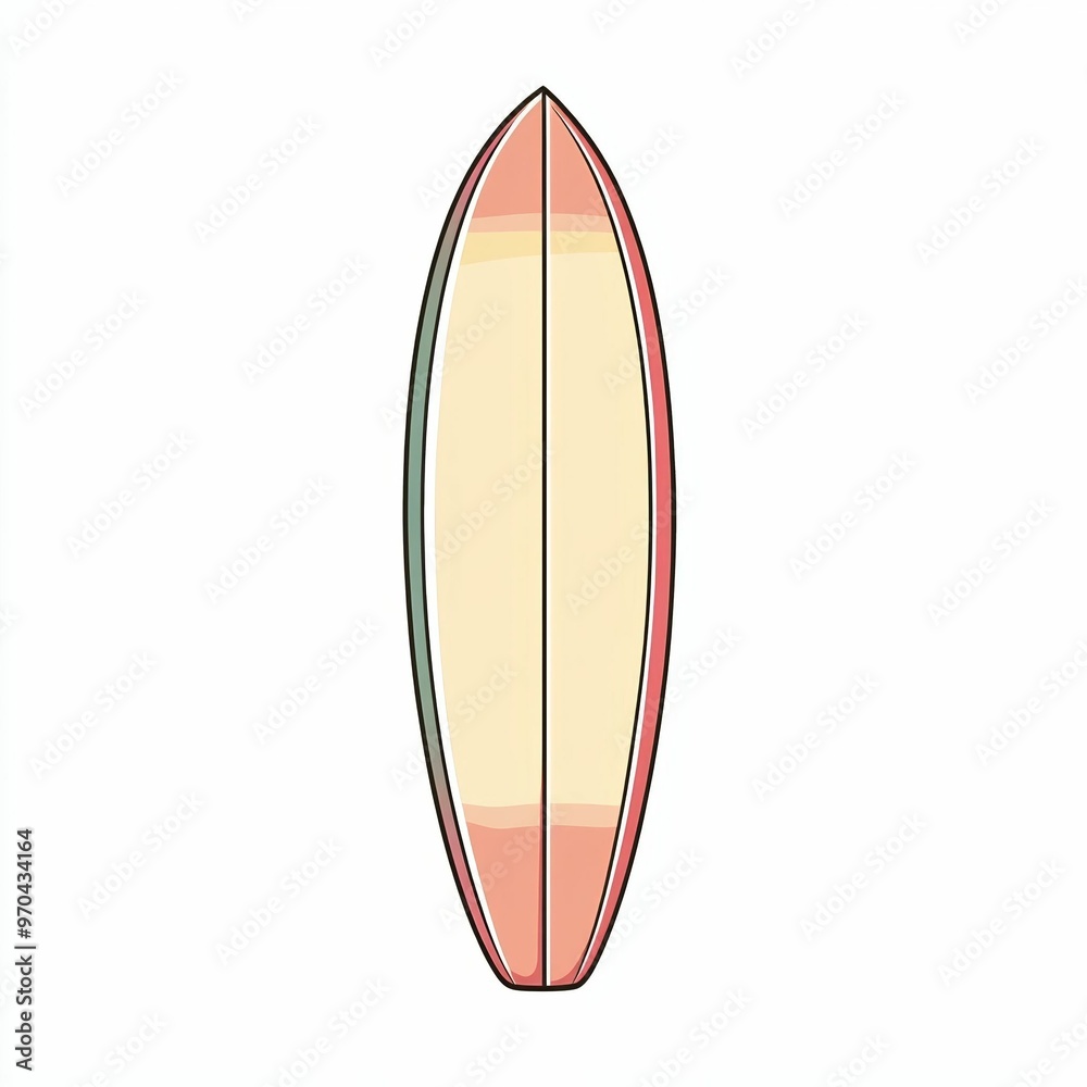 This surfboard features smooth curves and a pastel color palette ...