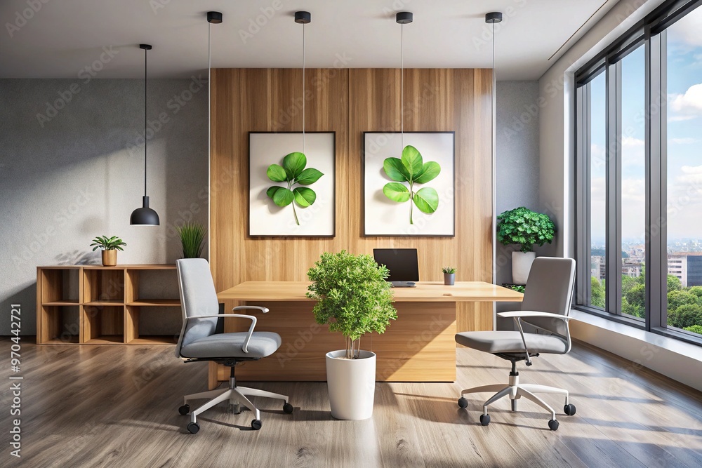 A minimalist office space with clean lines and a laid-back atmosphere ...