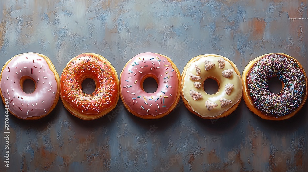 Make a calendar with donut illustrations for each month, featuring a ...
