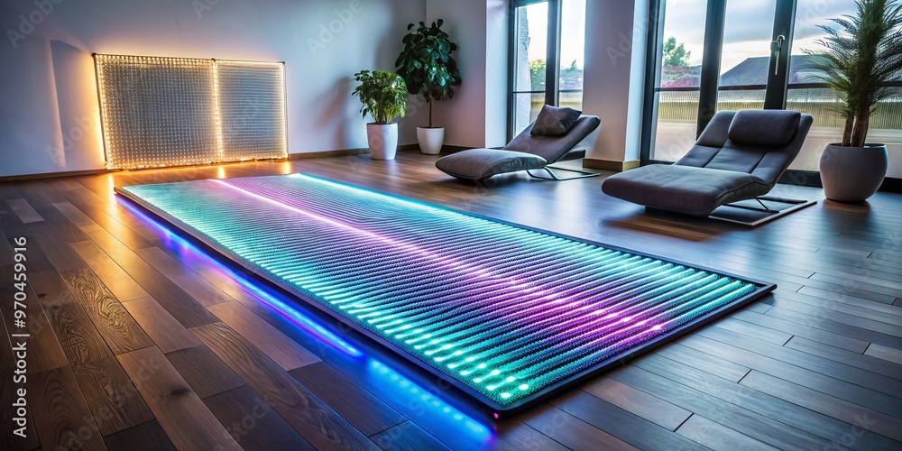 Silky, iridescent mat with programmable LED nodes, biofeedback sensors ...