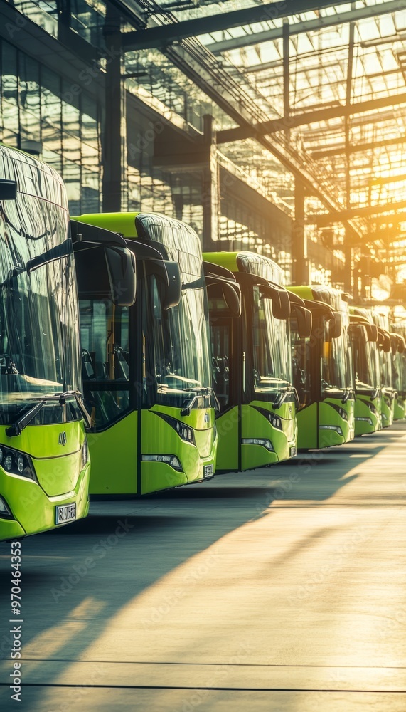 Electric buses at a contemporary urban station a vision of eco friendly ...