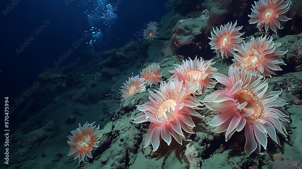 Photo & Art Print Giant tube worms at hydrothermal vent, deep sea ...