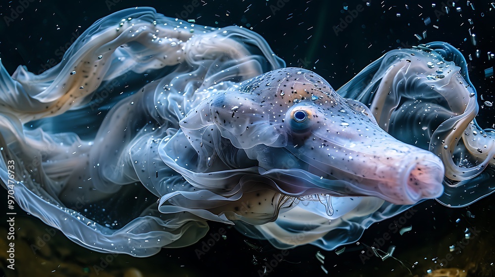 Hagfish producing slime as defense, underwater action shot: A hagfish ...