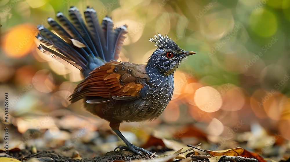 Lyrebird mimicking various sounds, tail feathers displayed: A lyrebird ...