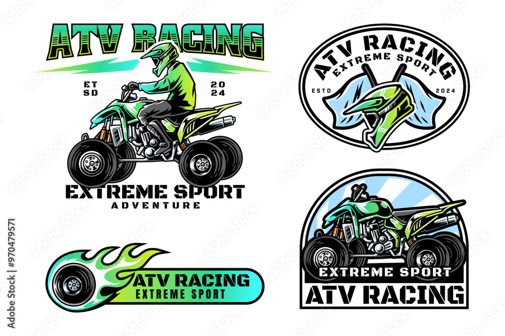 ATV rider and vehicle logo design for extreme sport. all terrain ...