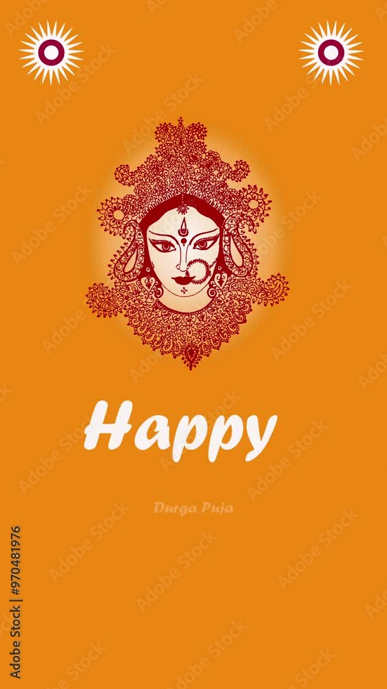 Vertical Video Animation of Happy Durga Puja with Maa Durga vector and ...