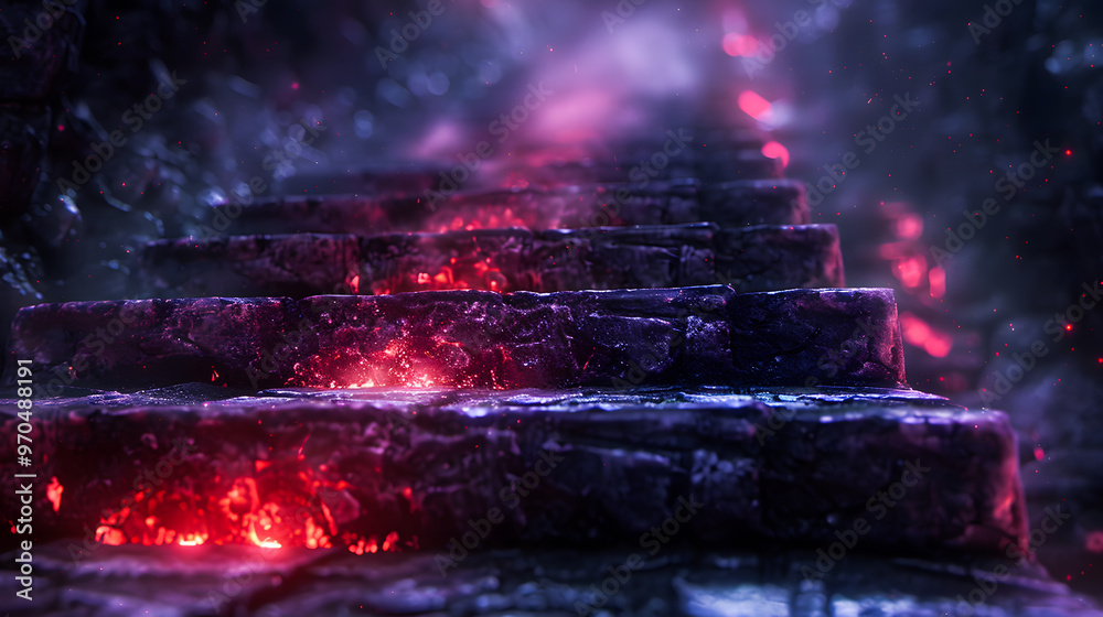 Stairs to hell visualization. Dark rock stairs going down to hell visualization. Stock ...
