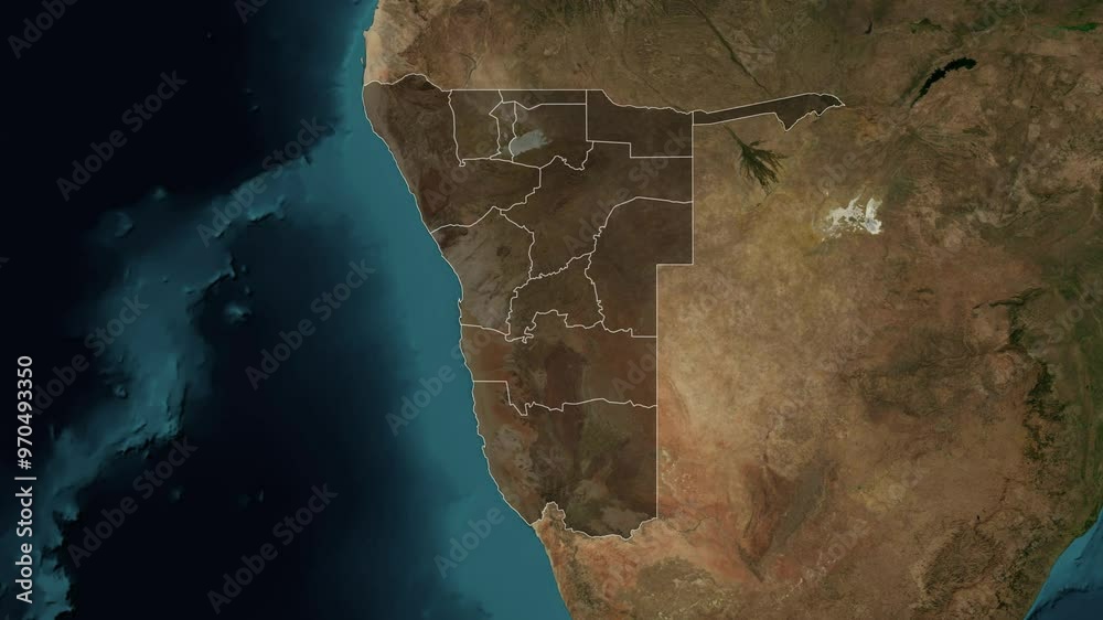 Zoom from Earth to Namibia. (with Provinces) World map animation with ...