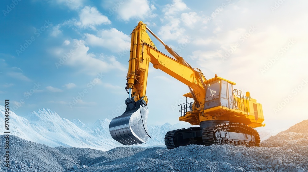 Gigantic drilling machines in action, heavy-duty mining operations ...