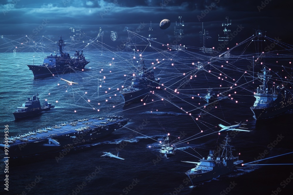 Exhibition of modern military assets fighter jets, ships, satellites ...