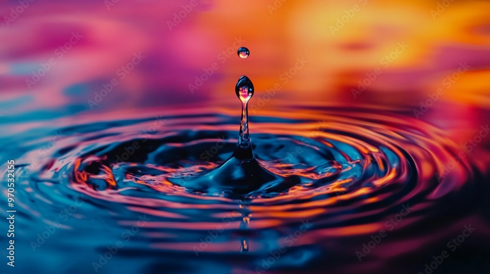 drop of water with color filters ,water splash Water drop close-up ...