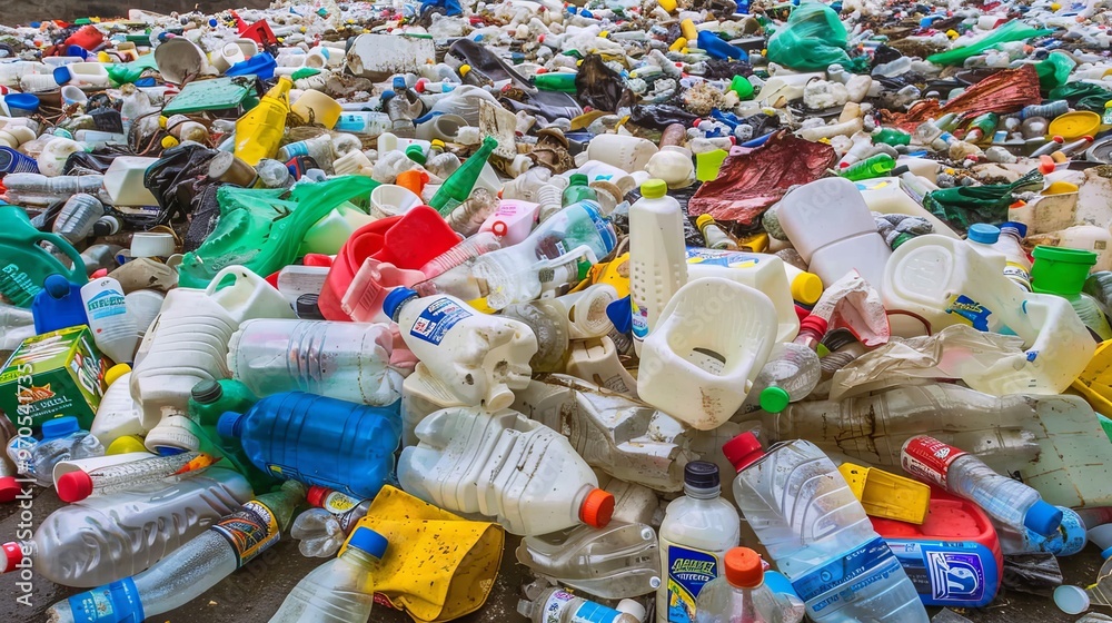 Gran Acumulación De Botellas Y Envases Plásticos En Un Vertedero