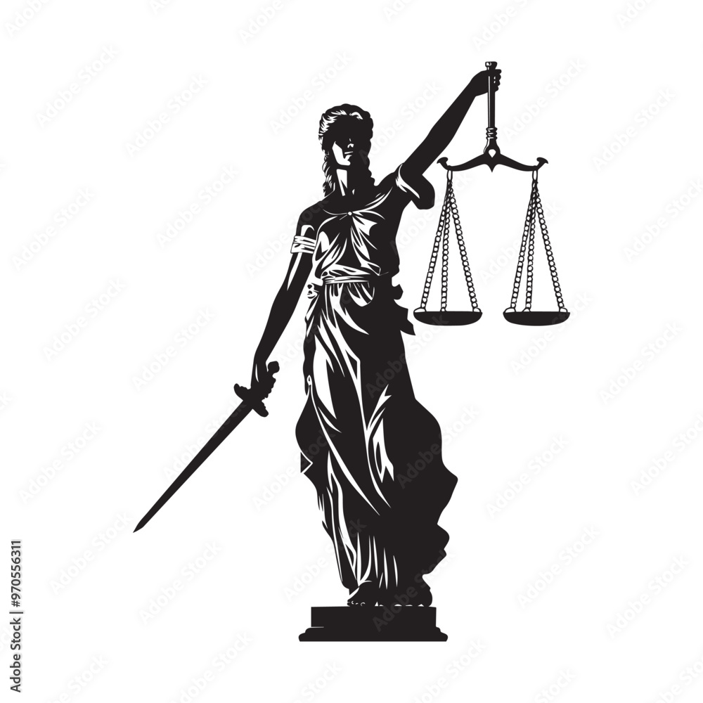 blind Justice lady clipart - Statue of Justice vector illustration in ...