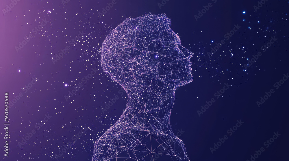 simplified image of the human body, made up of lines and points like a ...