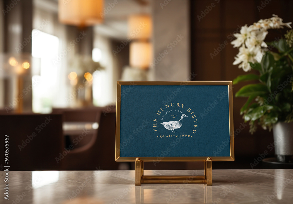 Restaurant Table Sign Mockup With Generative AI Stock Template | Adobe ...