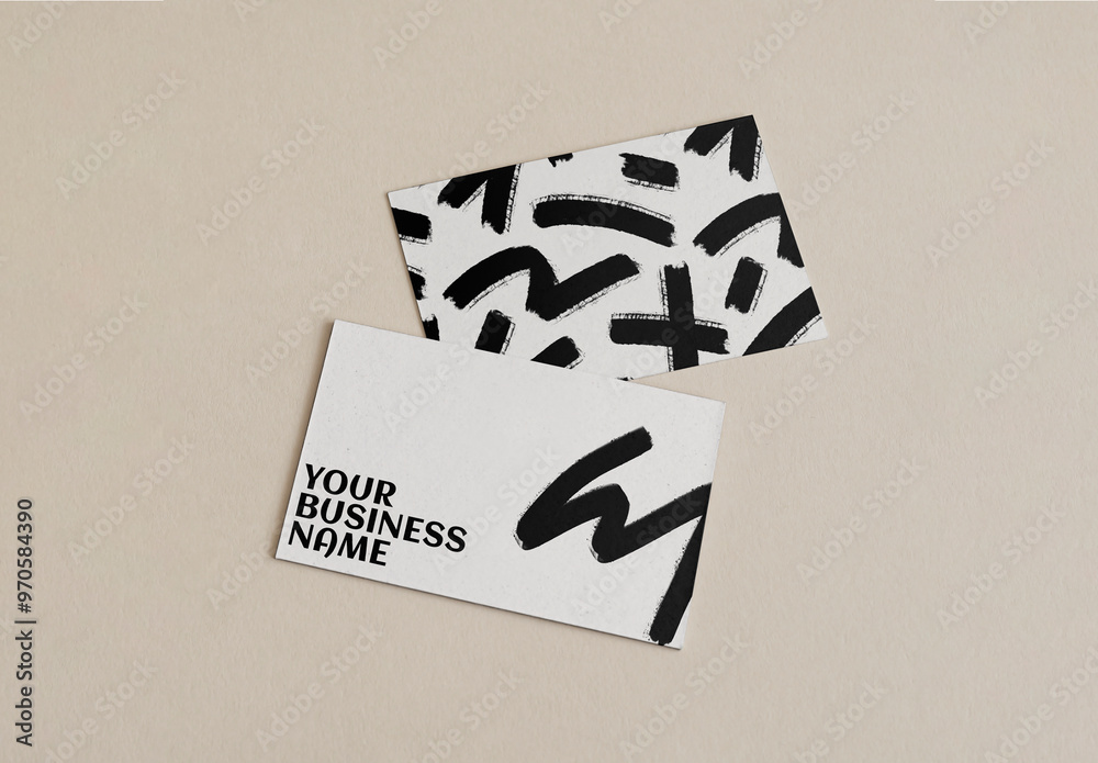 Stationery Flatlay Business Cards Mockup Stock Template | Adobe Stock