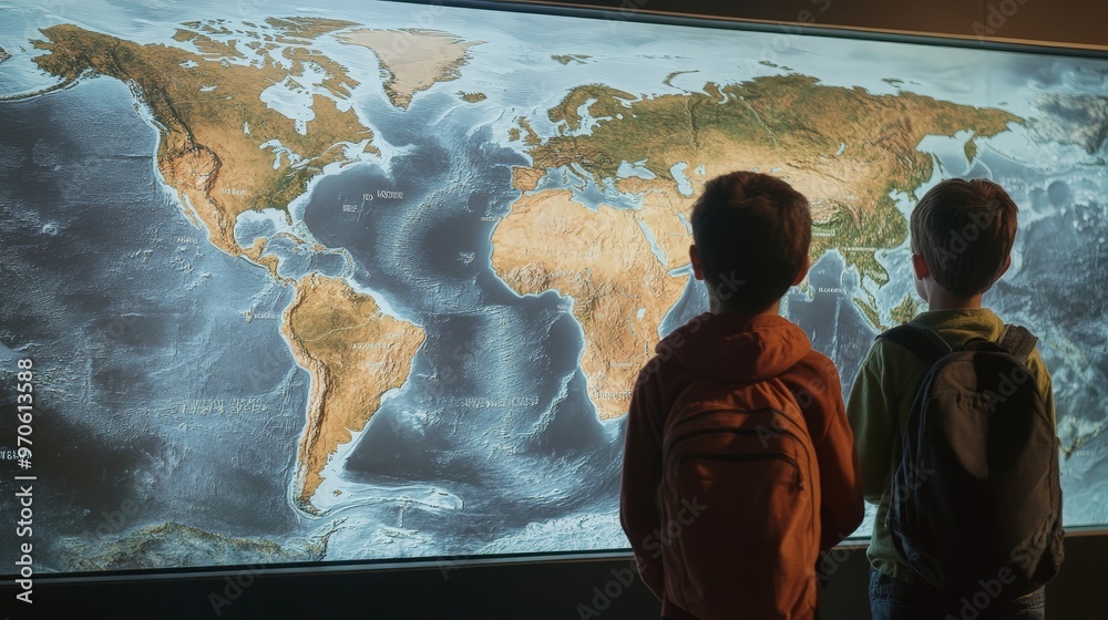 Imagine a world map on a large, interactive touchscreen. Users can ...