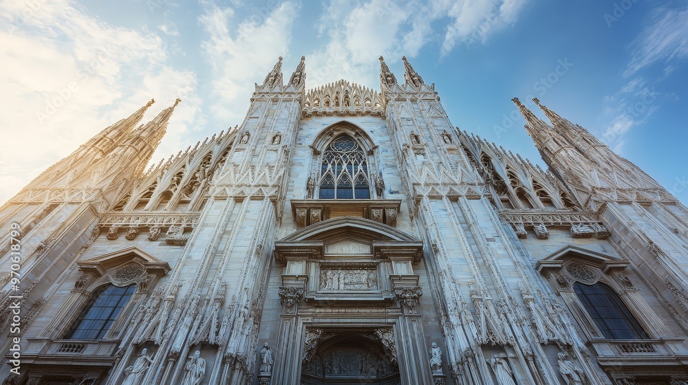 Picture a classic European cathedral with intricate Gothic architecture ...