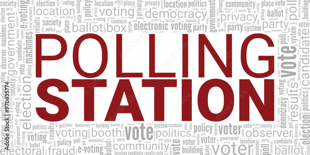 Polling Station Word Cloud Conceptual Design Isolated On White