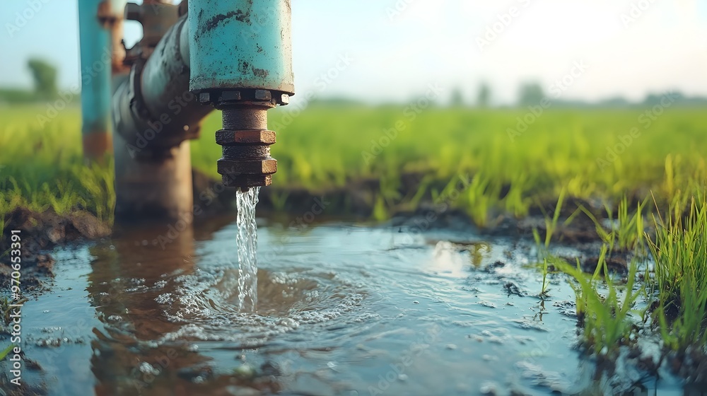Groundwater Pump Extracting Water From Isolated Farmland Aquifer Stock ...