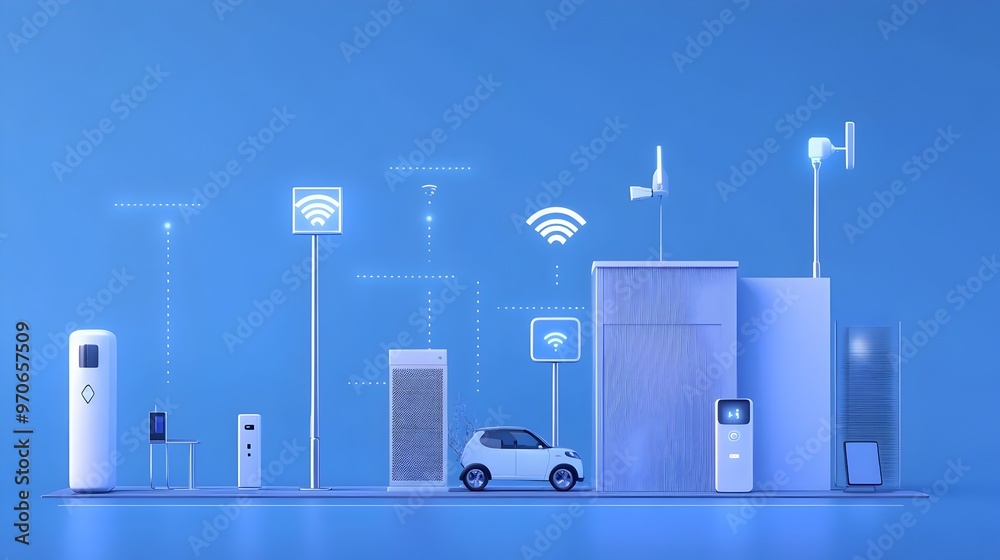 Interconnected Smart Devices in a Futuristic Urban Setting with Radio ...