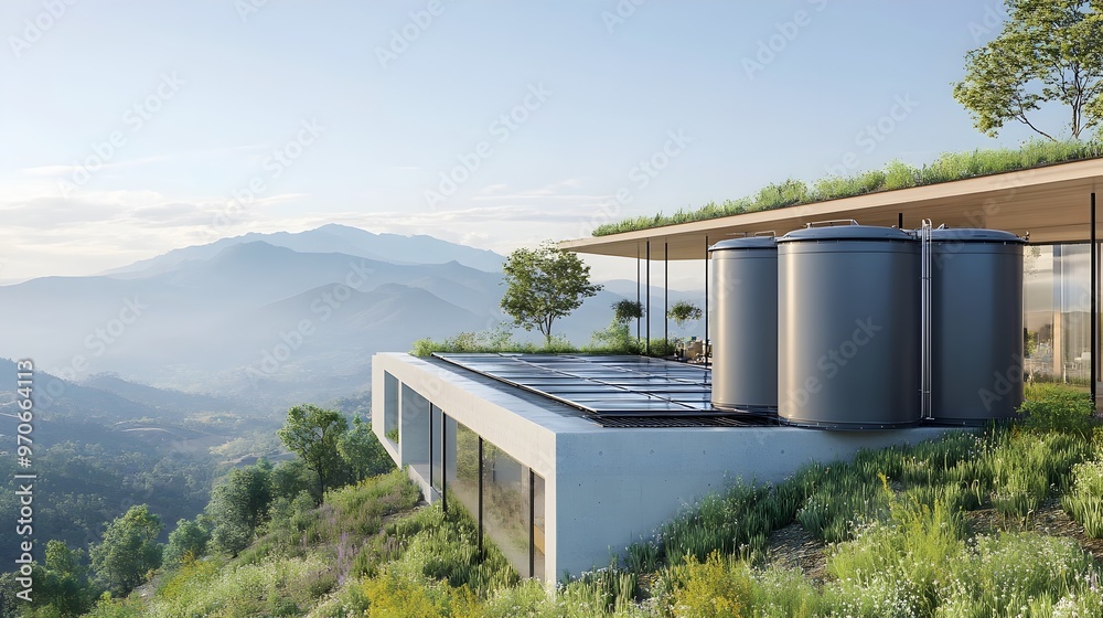 Rainwater Harvesting System on Modern Building Roof for Water Storage ...