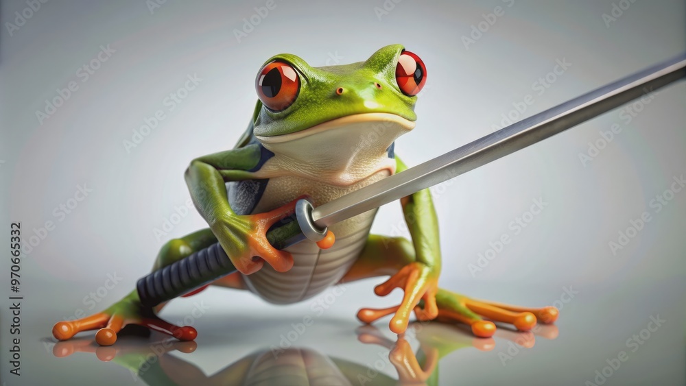 Ninja frog holding a sword, ninja, frog, sword, martial arts, warrior ...