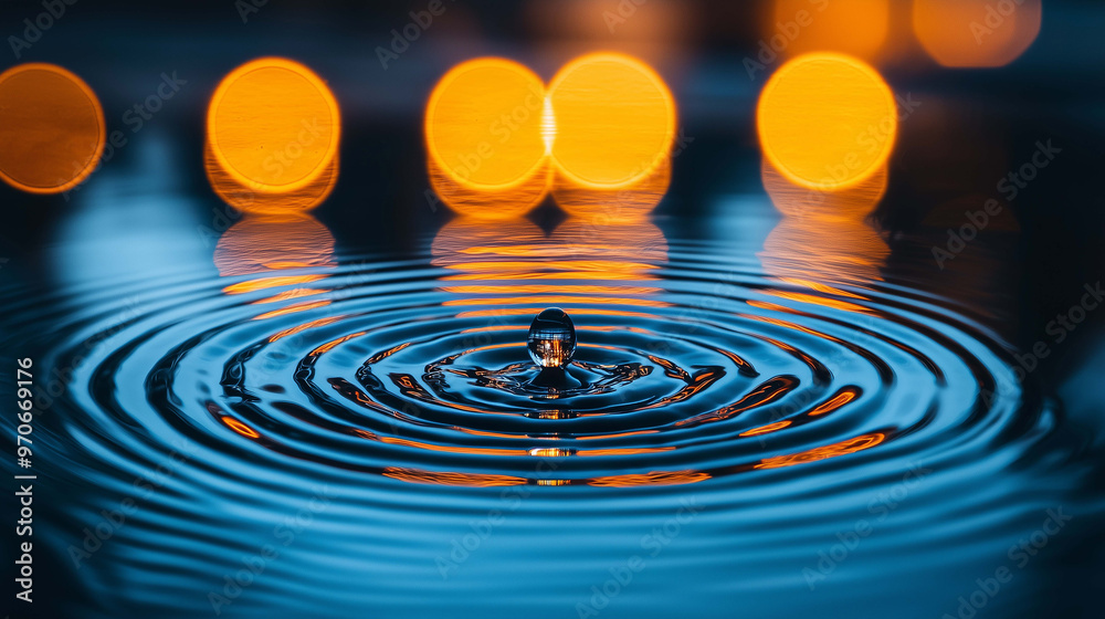 Ripples of Rain, Water Droplets Hit the Ground Puddle, Highlighting ...
