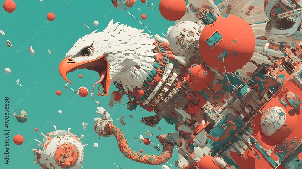 Vibrant Mexican Flag Reimagined with Cultural Symbols and Aztec ...