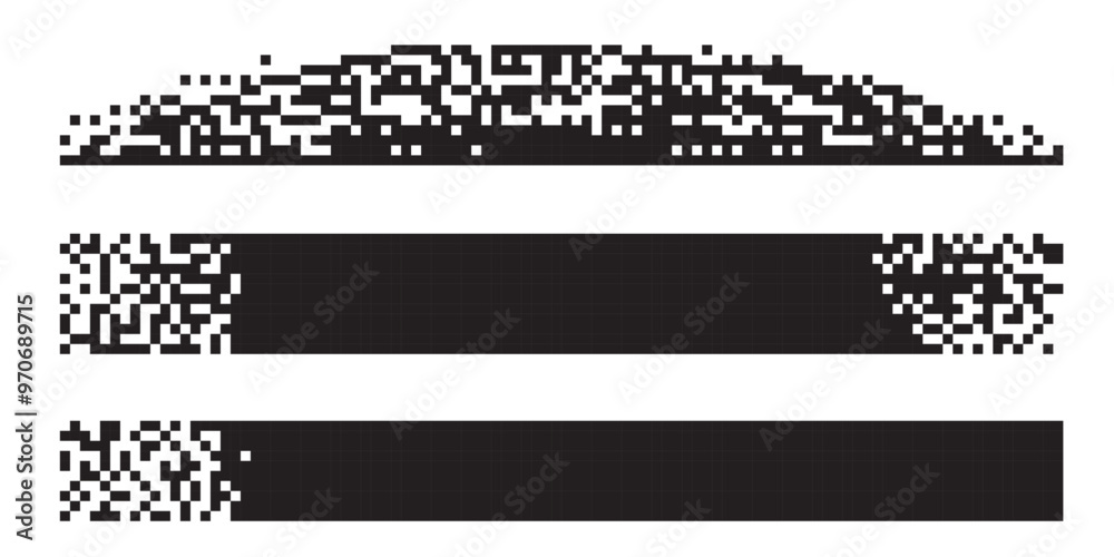 Pixel banner. Header, footer color layout with mosaic edges. Horizontal ...