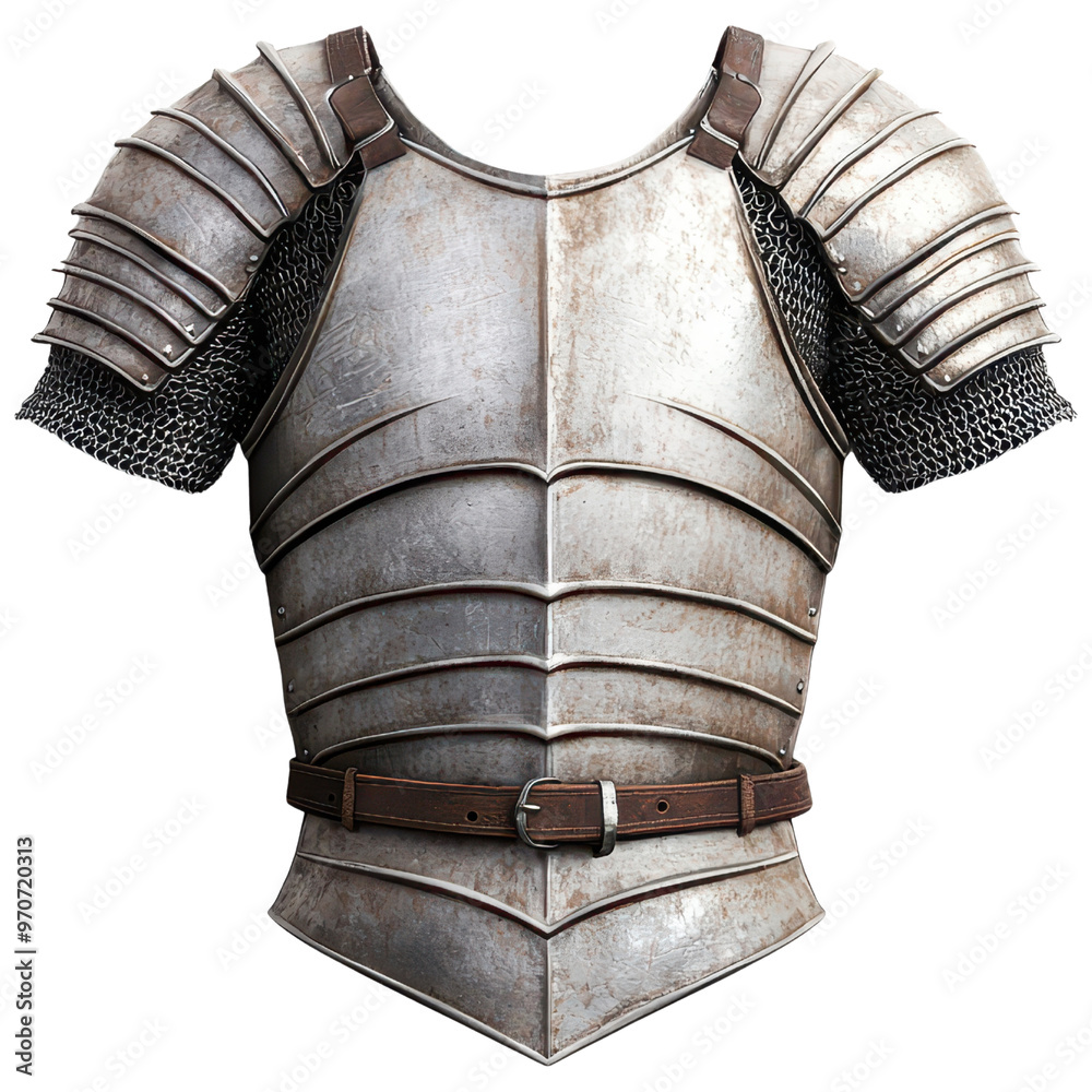 Medieval knight chest armor with metal plates and leather belt clipart ...