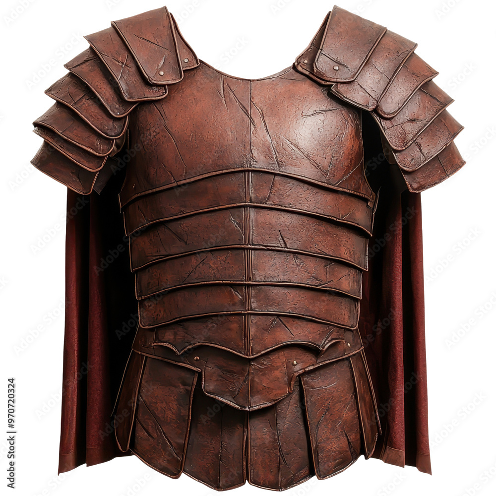 Brown leather knight armor with chest plate, shoulder guards and red ...