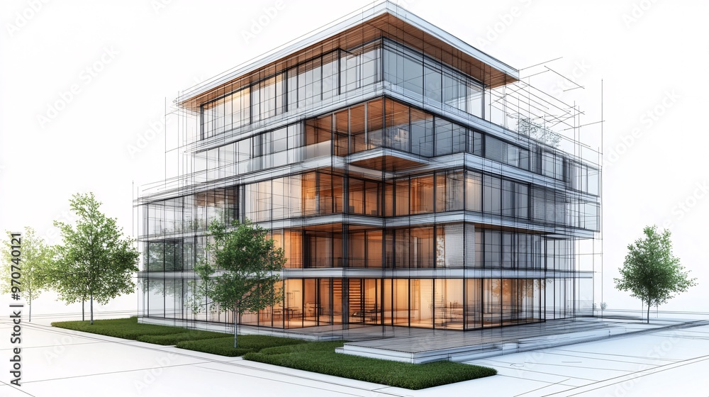 33. House building sketch architectural 3d illustration. Technical ...