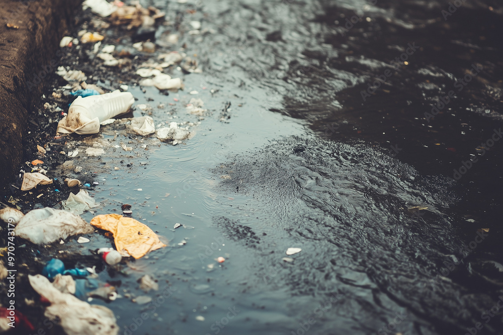 Polluted rivers with chemicals produced water pollution Stock Photo ...