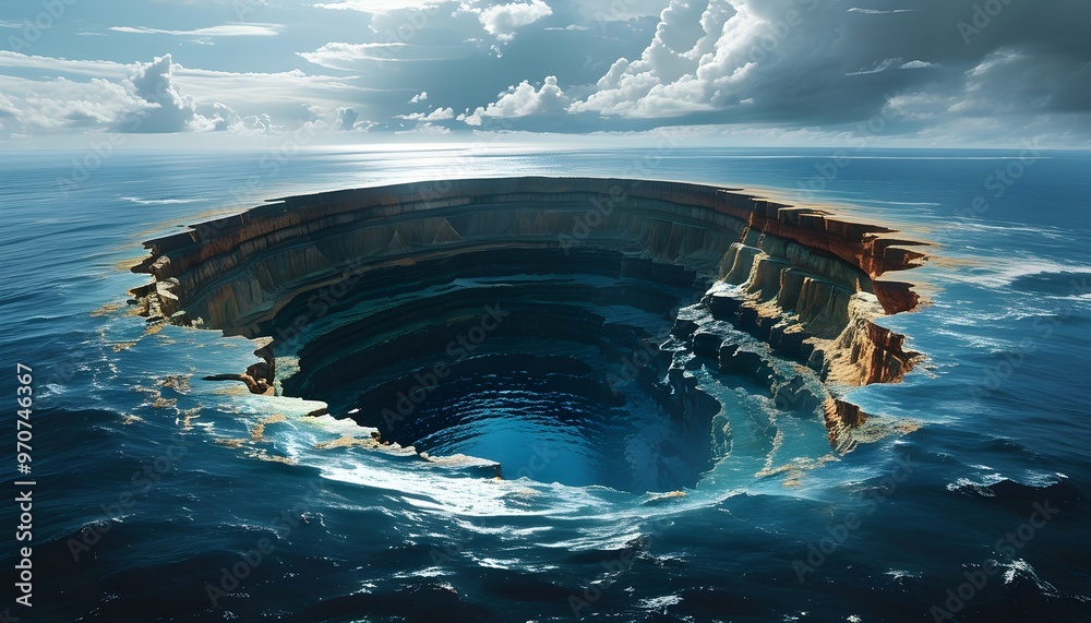 striking hyper-realistic portrayal of Earth showcasing a vast hole ...