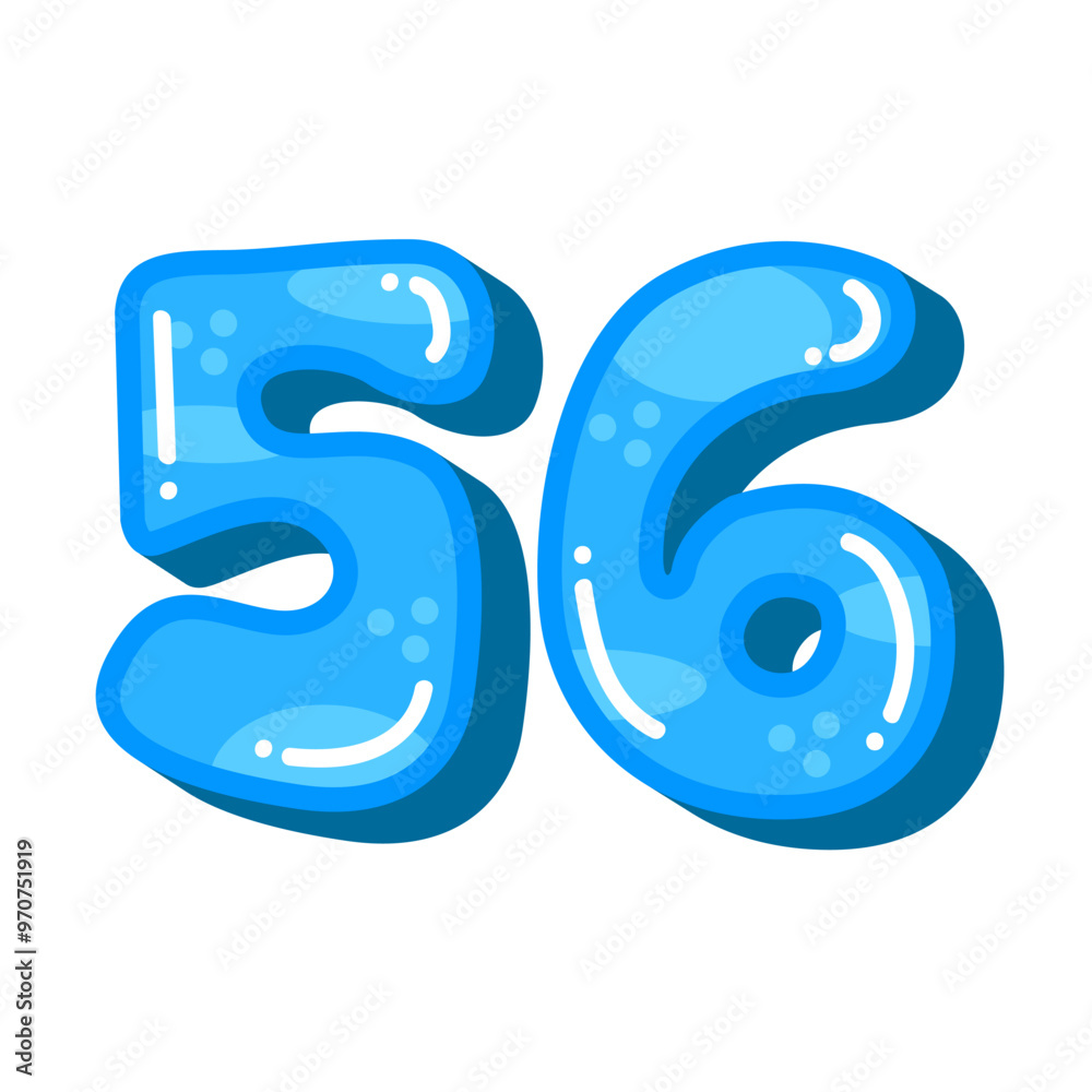 Blue color number 56 fifty six vector illustration, colorful number ...