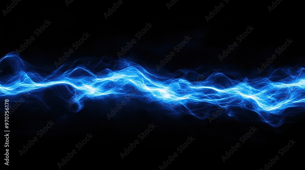 Neon energy flow effect with flickering light, information transfer ...