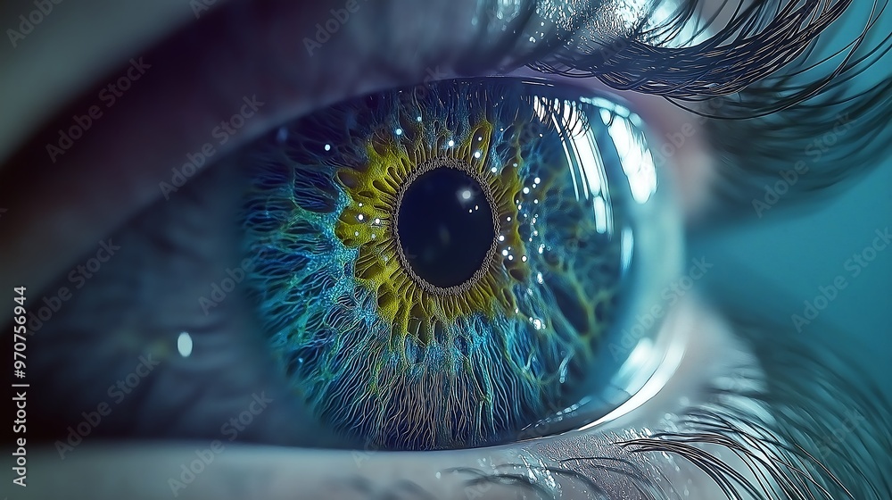 Human multicolored iris of the eye animation concept. Rainbow lines ...