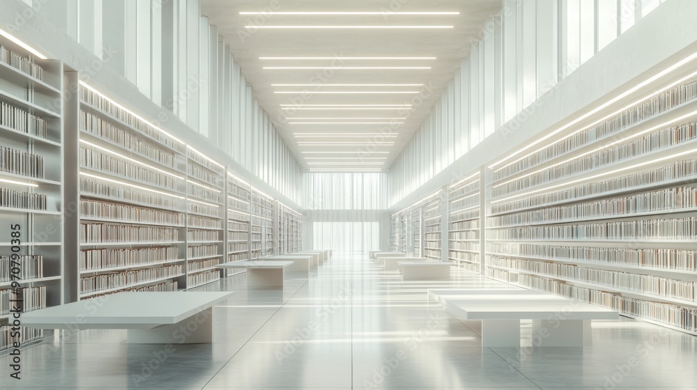 Modern library or bookstore interior with Learning and coworking space ...