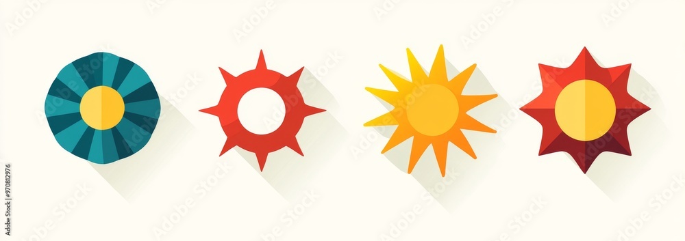 Stylish retro abstract sun background template featuring organic doodle ...