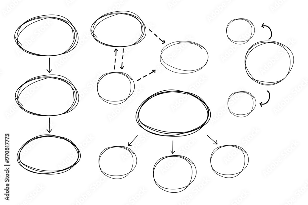 Mind map infographic diagram doodle line free hand drawing. Idea scheme ...