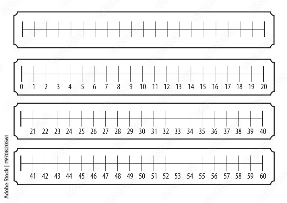 Number Line Printable 0 - 60 Vector Design on White Background Stock ...