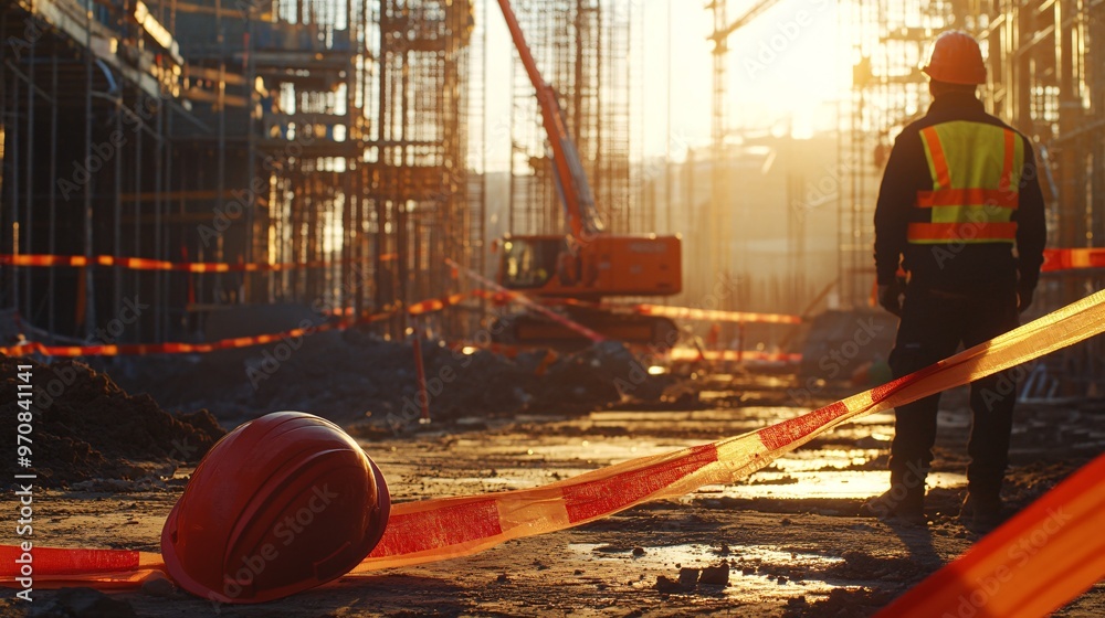 construction site filled with hazards worker narrowly avoiding an ...