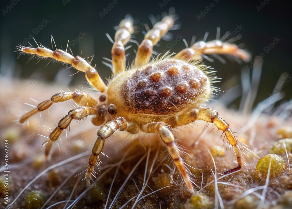 Microscopic close-up of Sarcoptes scabiei, a tiny parasitic arachnid ...