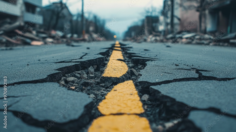 Aftermath of a devastating earthquake that has caused extensive damage ...