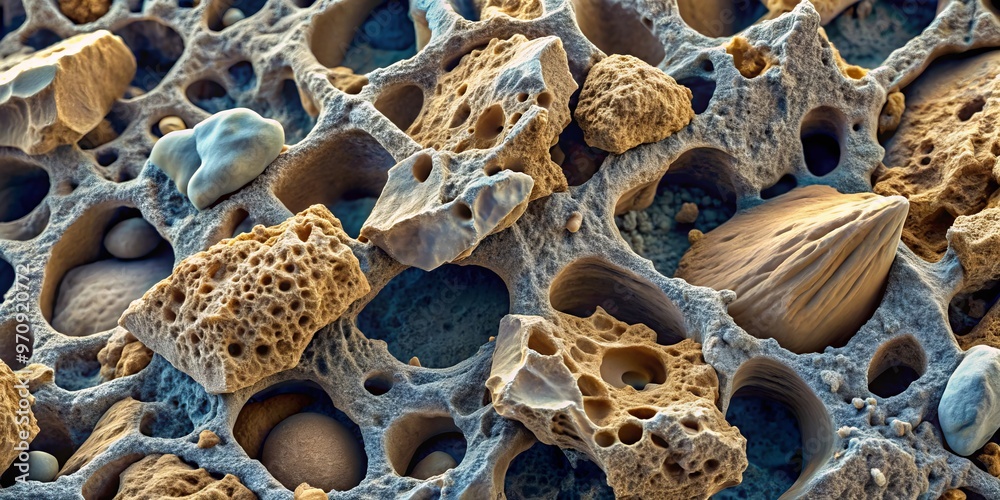 Granular texture of rocky sediment surface with crystalline structures ...