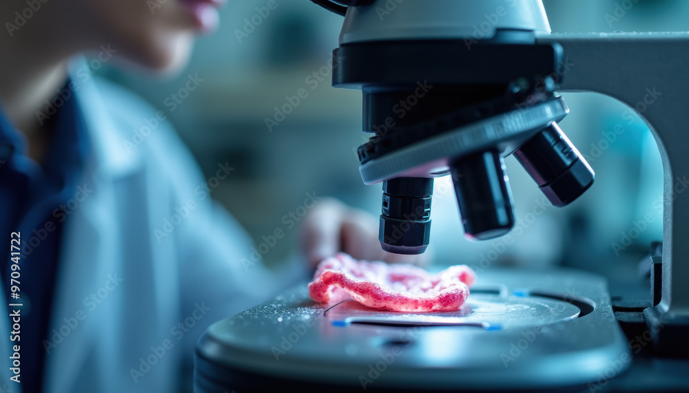 Lab-Grown Meat under Microscope Macro Shot: Biotech Innovation & Food ...