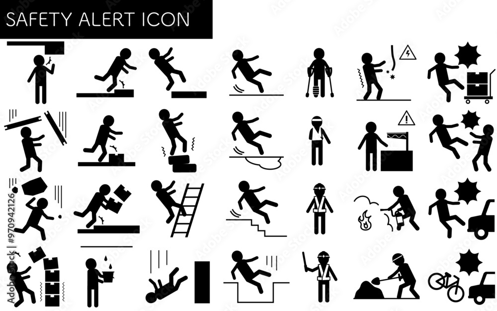 Photography Poster Safety signs, pictogram icon set for danger and ...